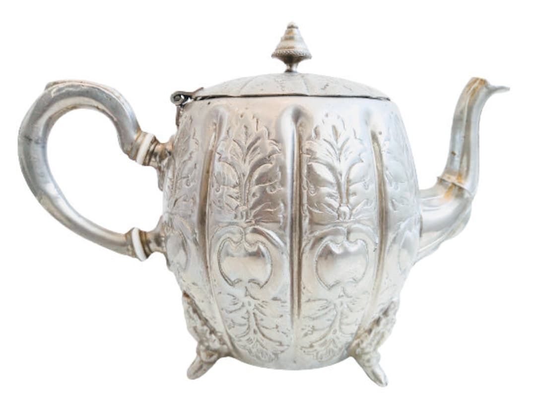 Vintage French Silver Metal Ornate Tea Pot Teapot Ornament Serving ...