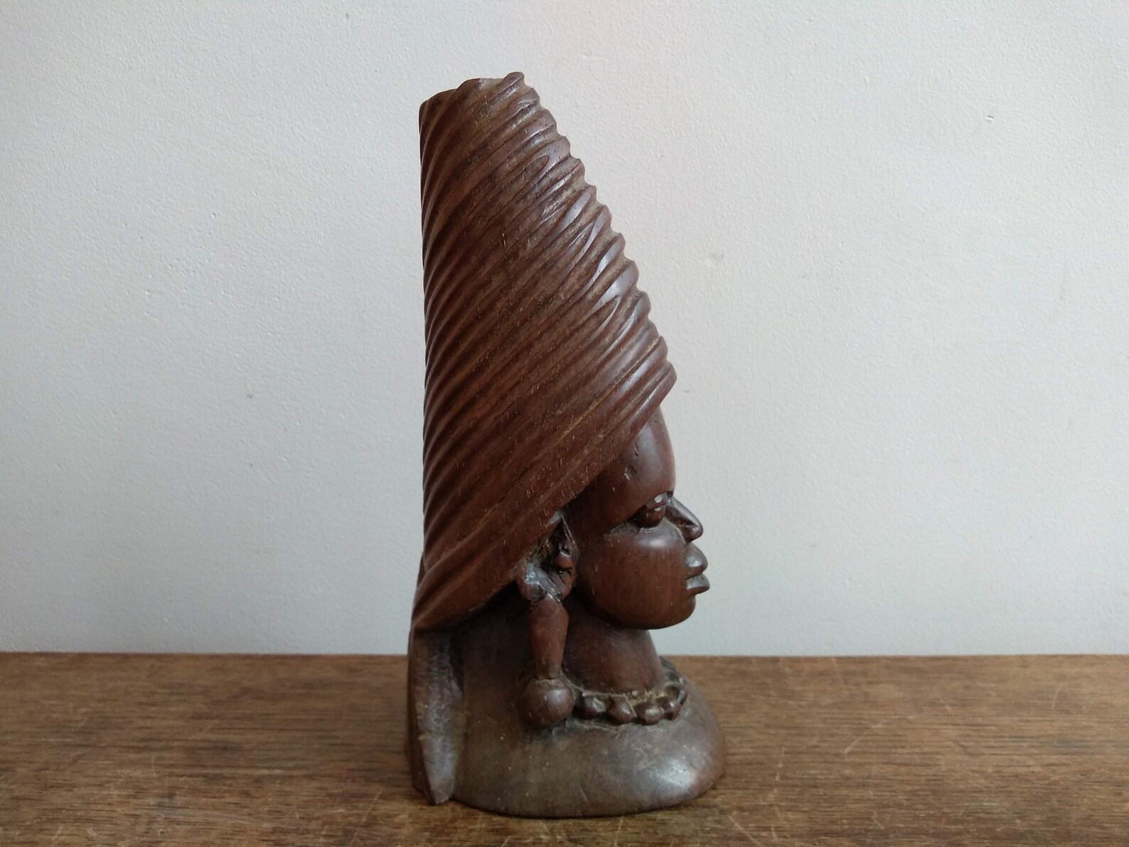 Vintage African Wood Wooden Woman Female Lady Hat Bust Idol Statue ...