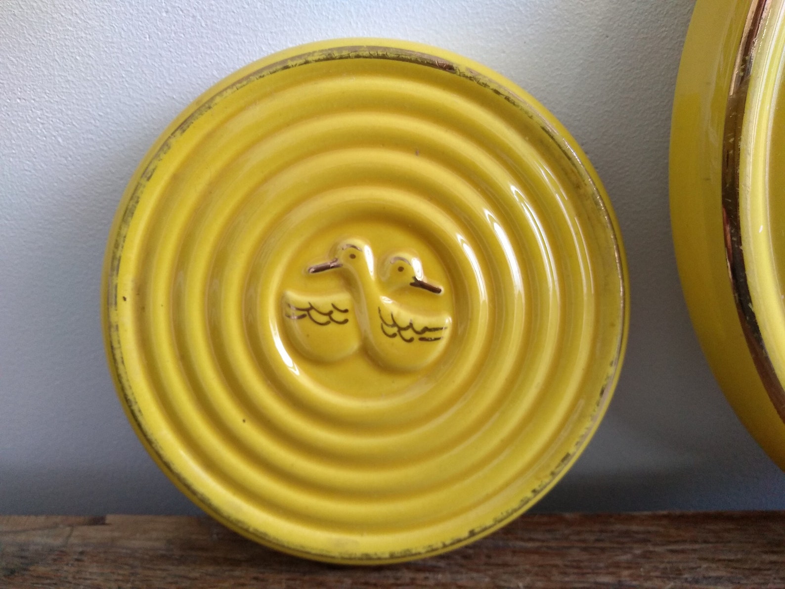 Vintage French Yellow Duck Ceramic Set Table Trivets Placemats Place ...