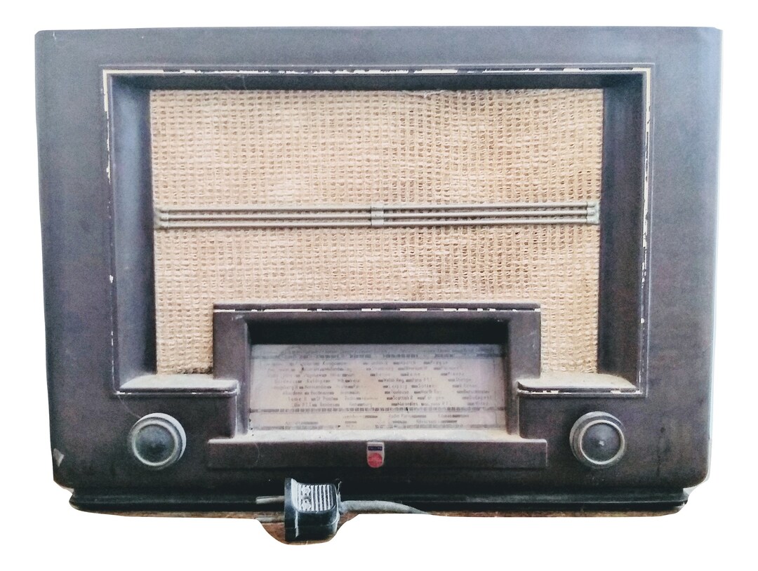 Vintage French Large Valve Radio Philips Wooden Cased Case Speaker ...