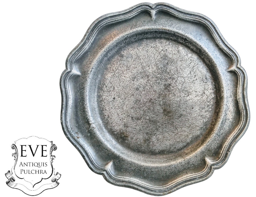 Antique French Small Pewter Dinner Plate Tray Charger Platter - Etsy