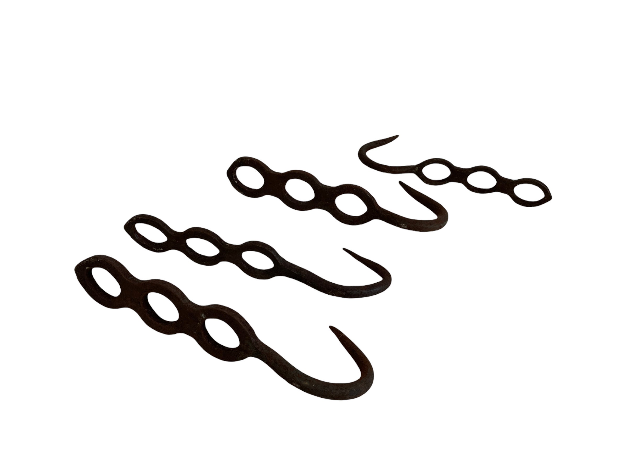 Antique French Large Metal Butcher Meat Kitchen Hanging Hook Set of ...