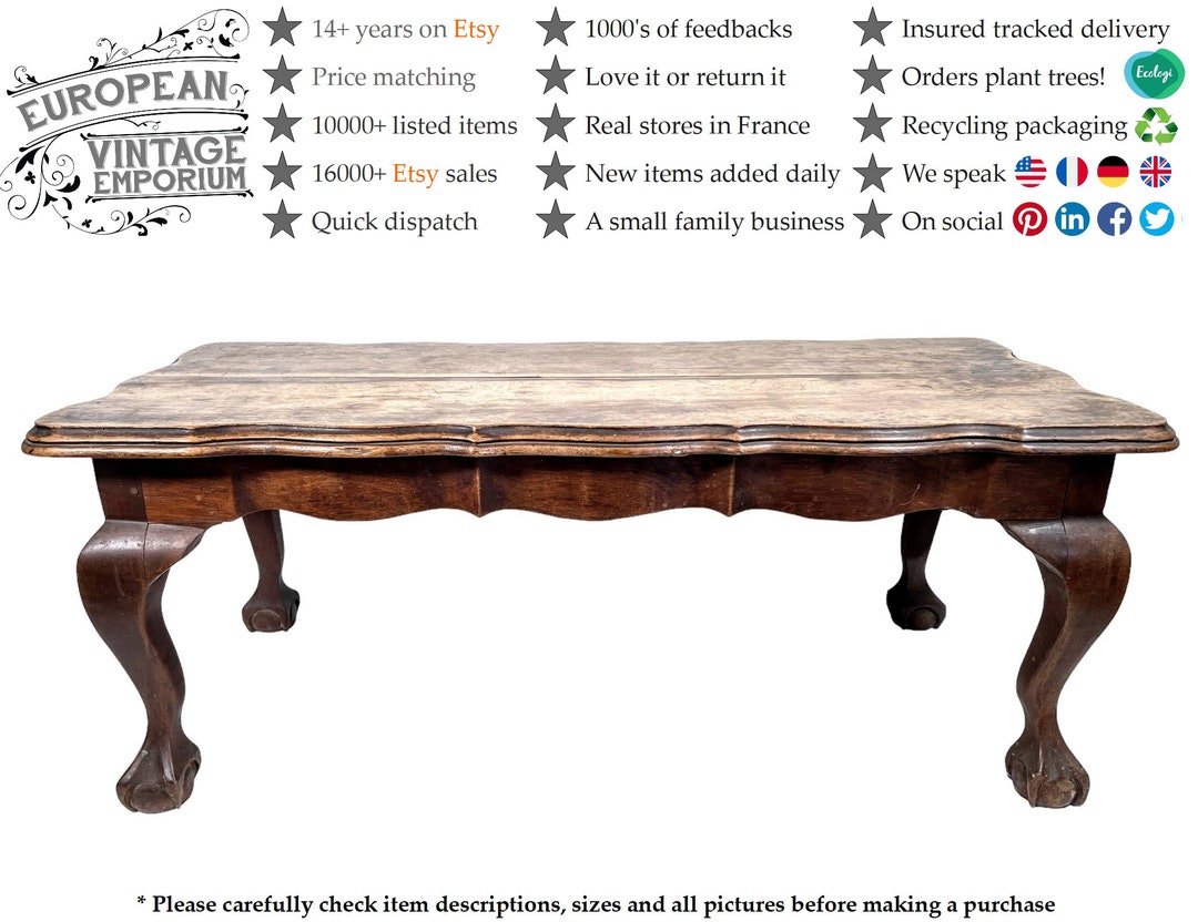 Vintage French Lion Claw Foot Low Side Settee TV Table Rectangular ...