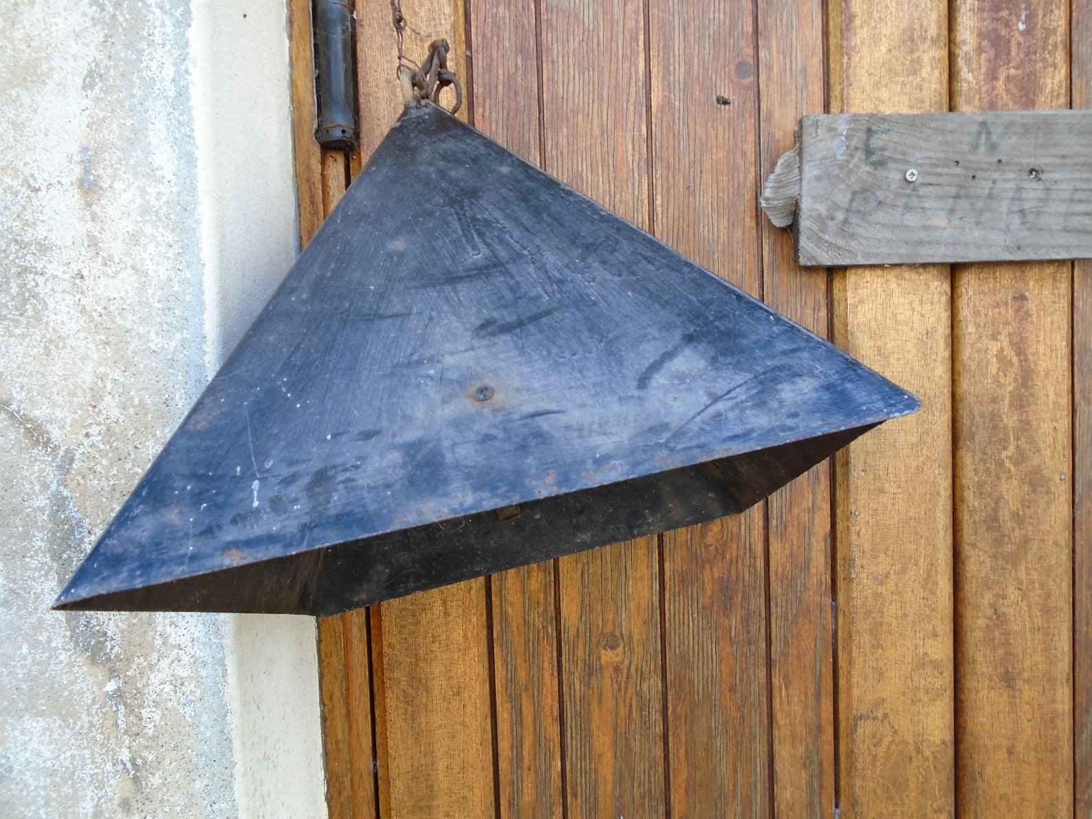 Vintage French Black Painted Metal Pyramid Triangle Industrial ...