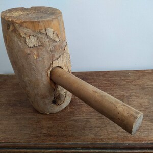 Vintage French Heavy Large Wooden Wood Mallet Hammer Hand Tool Circa ...