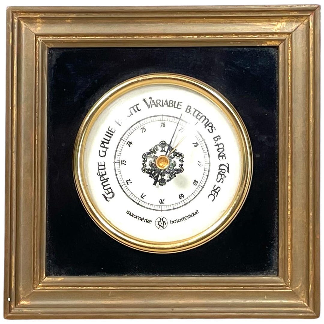 Vintage French Metal Wood Barometer Barometre Weather Forecasting ...