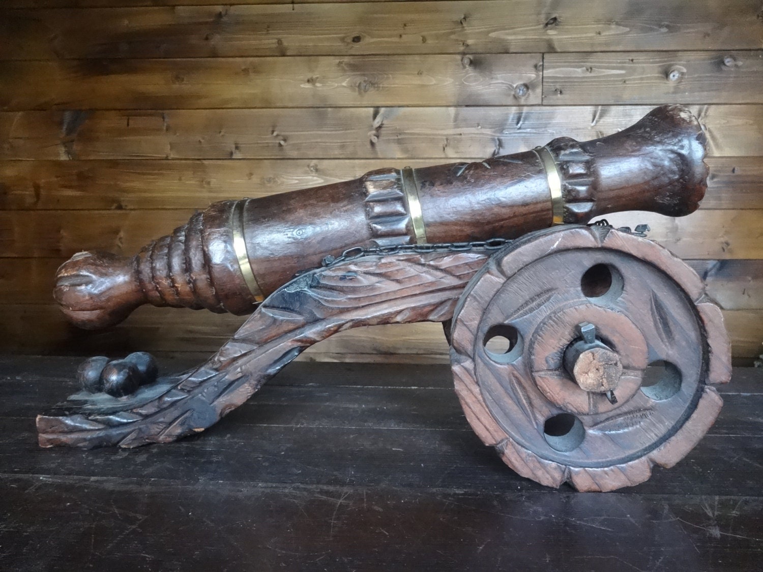 Vintage French Large Wooden Decorative Ornamental Cannon Circa 1950-60 ...