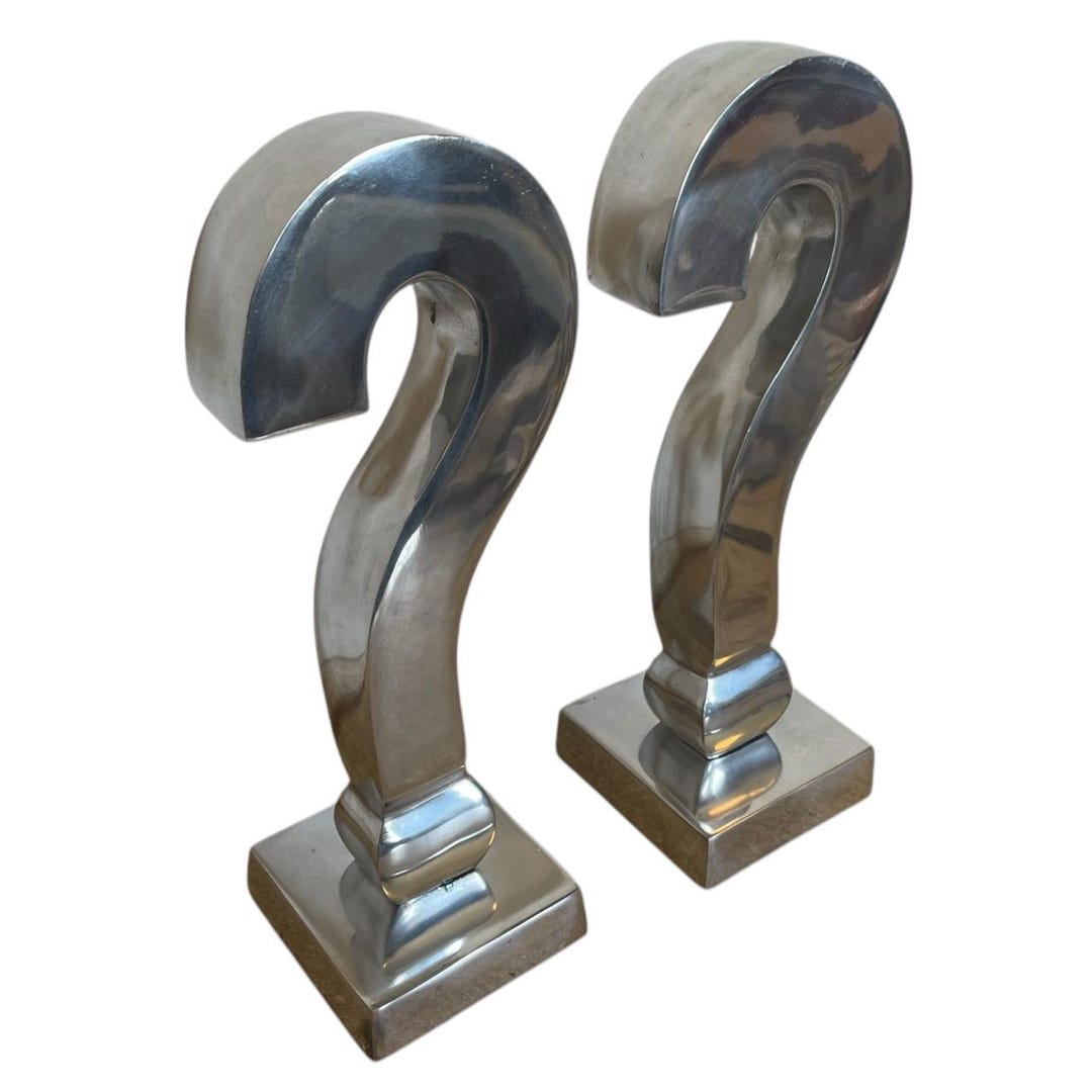 Vintage French Heavy Silver Metal Question Mark ? Statue Metal ...