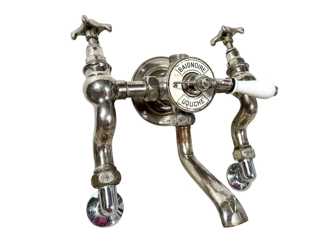 Vintage French Ceramic & Metal Bathroom Shower Switcher Hot Cold Froid ...