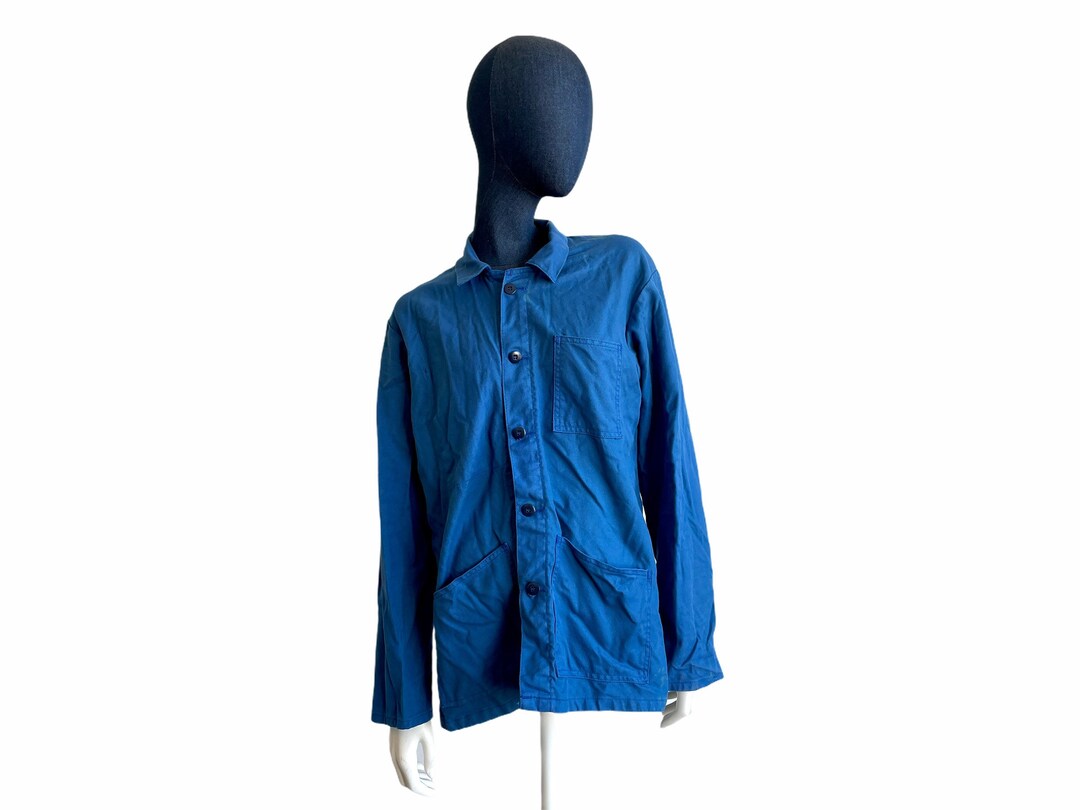 Vintage French Blue Work Cotton Jacket Farmer Jacket Indigo Dyed Size ...