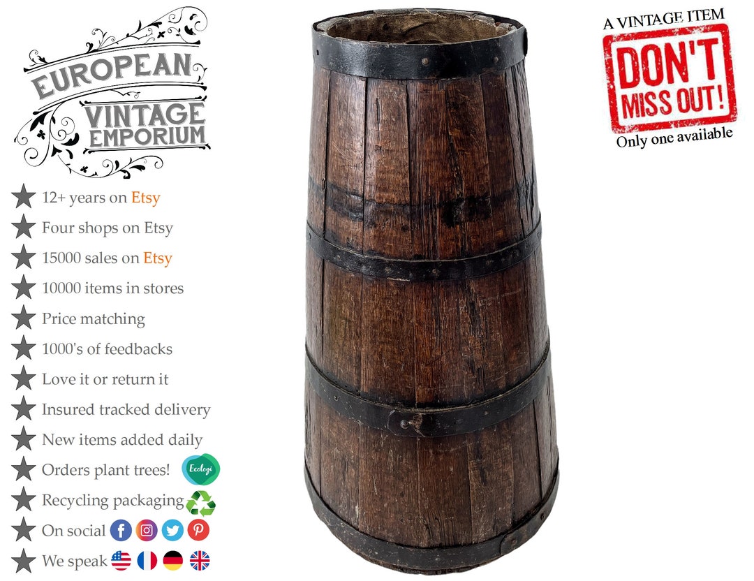 Antique French Dark Wooden Butter Barrel Churn Heavy Farmer - Etsy