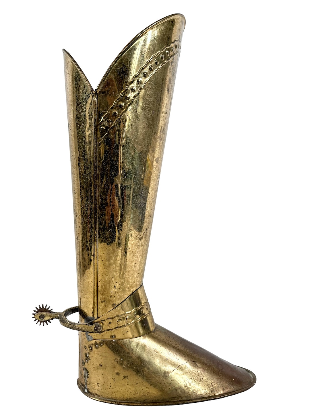 Vintage French Brass Armour Boot With Spur Metal Umbrella Walking Stick ...