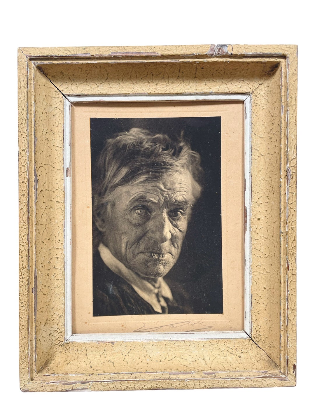 Antique French Rural French Old Weathered Wrinkled Man Photograph in ...