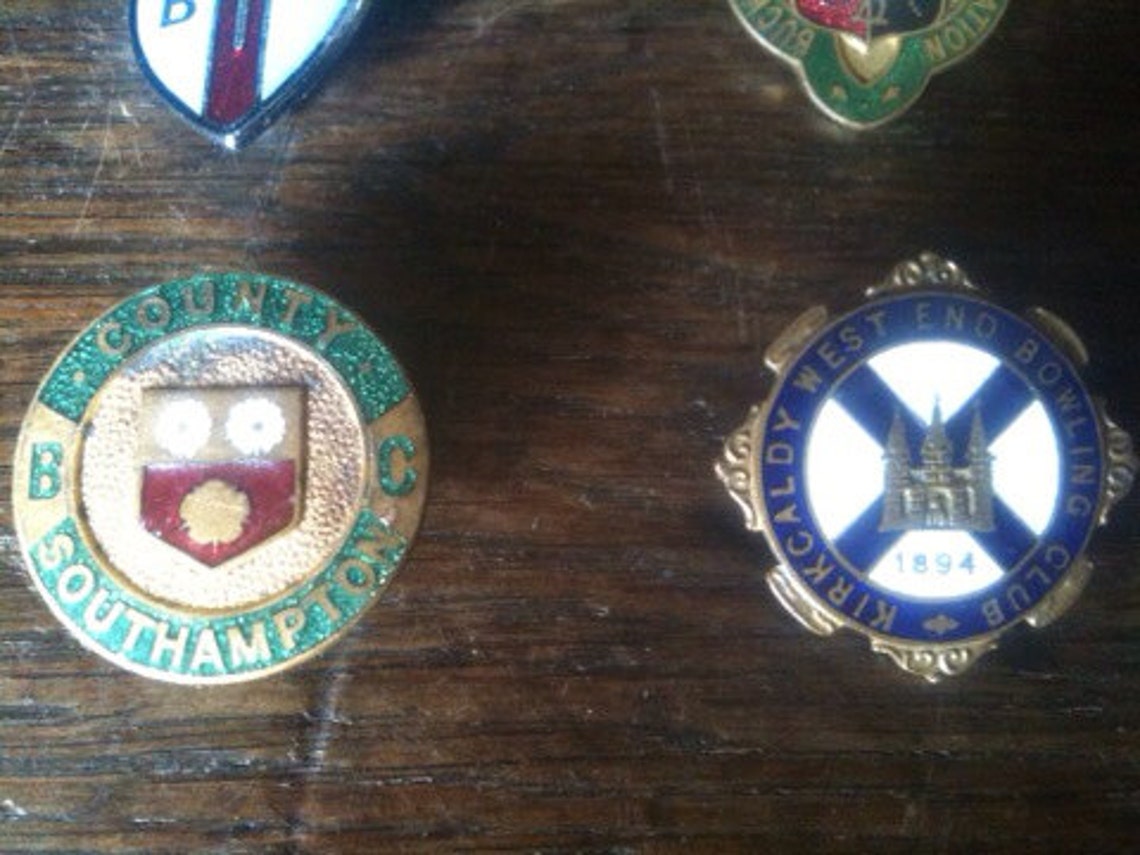 Vintage English Set of 4 Pins Badges Bowls Bowling Circa 1970's / EVE ...