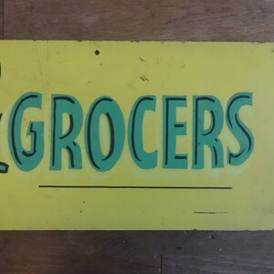 Vintage English Hand Painted the Real Grocers Shop Internal Retail Sign ...