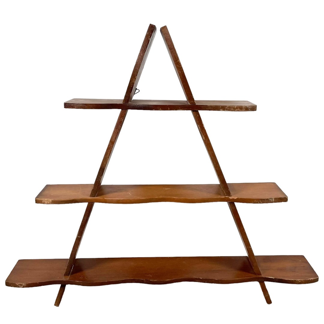 Vintage Asian Small Triangular Hanging Shelf Wall Display Wooden Wood ...