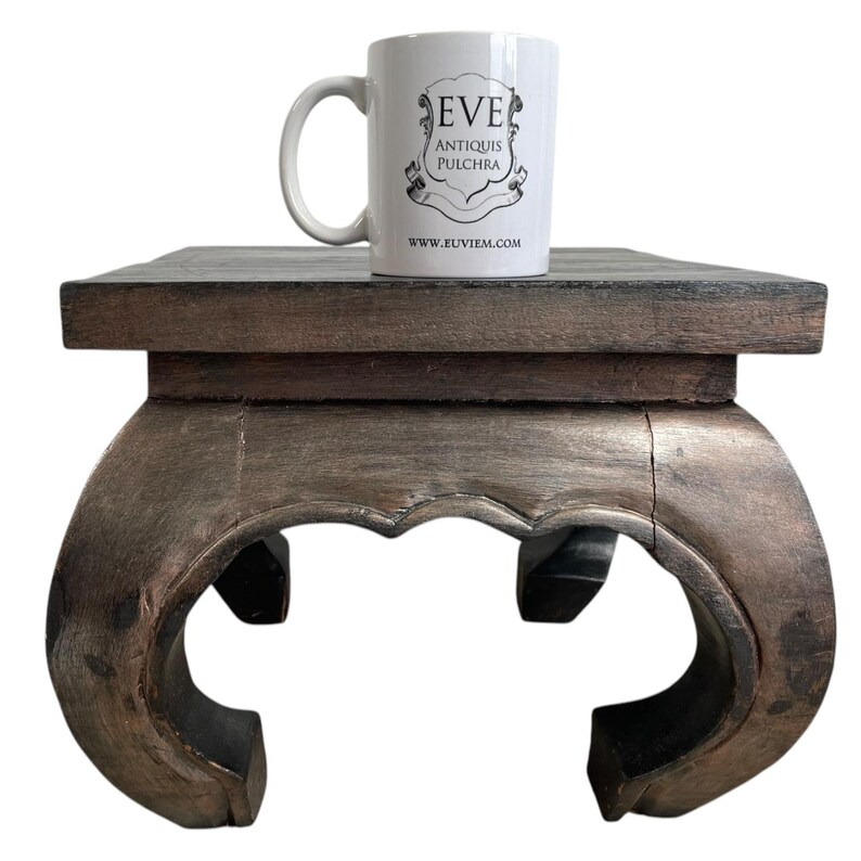 Vintage Asian Small Opium Table Heavy Stand Step Stool Plinth Wooden ...