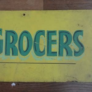 Vintage English Hand Painted the Real Grocers Shop Internal Retail Sign ...