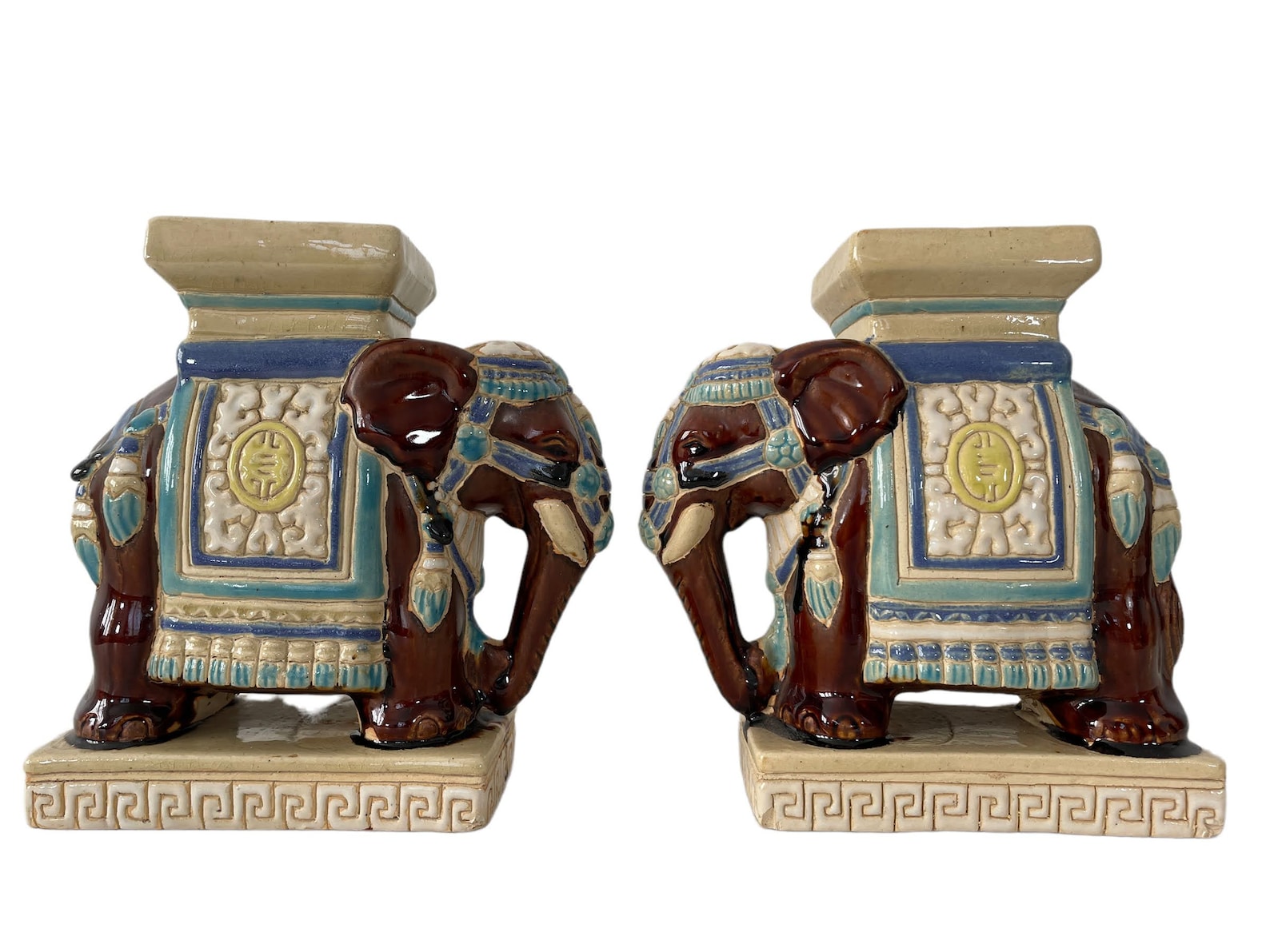 Vintage Chinese Elephant Ceramic Pot Stand Pair Plinth Rest - Etsy