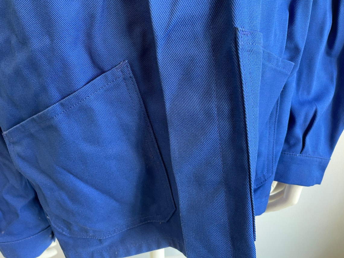 Vintage French Blue Work Cotton Jacket Farmer Jacket Indigo Dyed Size ...