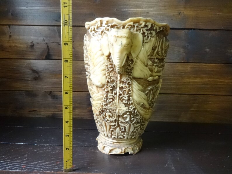 Vintage Resin Faux Fake Carved Animals Rhino Elephant Tusk | Etsy