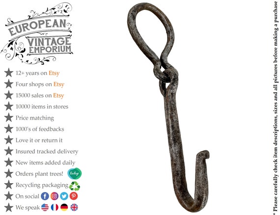 Vintage French Large Butcher Meat Kitchen Rail Hanging Hook - Etsy