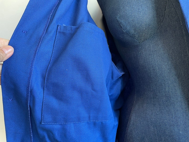Vintage French Blue Work Cotton Jacket Farmer Jacket Indigo Dyed Size ...