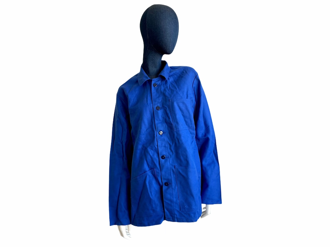 Vintage French Blue Work Cotton Jacket Farmer Jacket Indigo Dyed Size ...