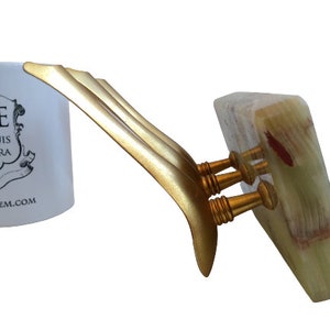 Vintage French Polished Stone Marble Brass Metal Triple Pipe Pipes ...