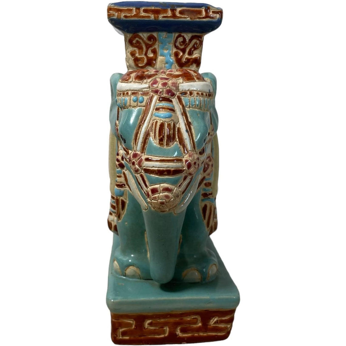 Vintage Small Chinese Elephant Ceramic Pot Stand Plinth Rest White ...
