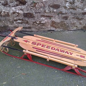 Vintage Genuine Gladding Speedaway Wood Metal Wooden Snow Sled Sledge ...