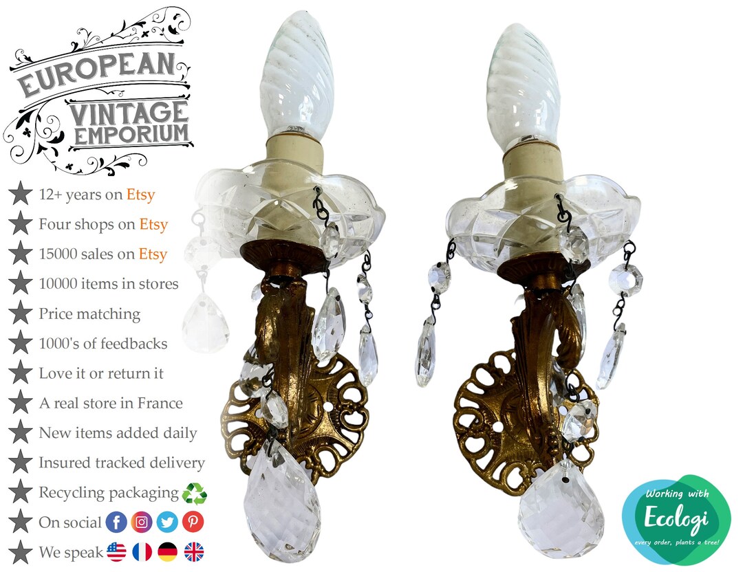 Vintage French Double Electric Lamp Wall Sconce Faux Candle - Etsy