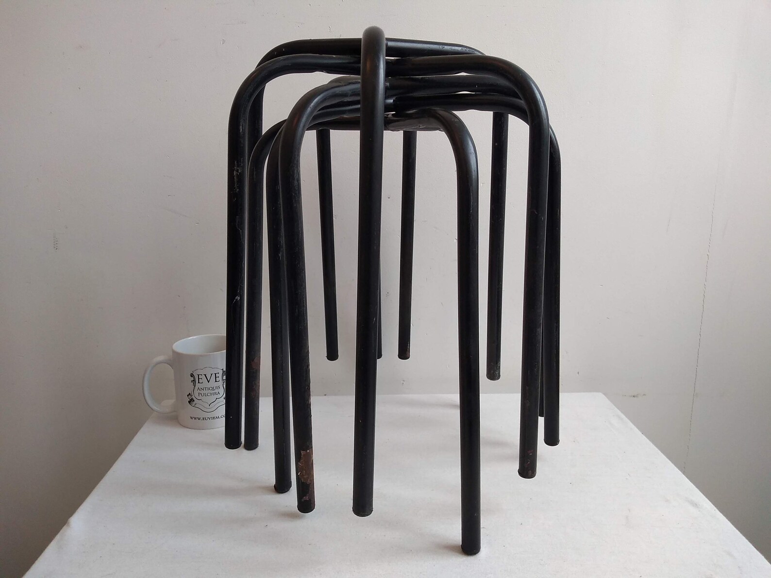 Vintage French Black Metal Stool Legs Small Chair Seat Table | Etsy