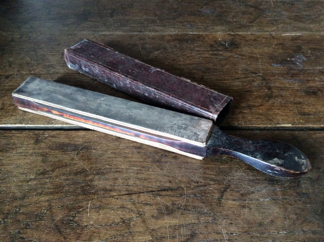 Vintage French Wooden Cut Throat Razor Sharpener in Case Shaving Shaver ...