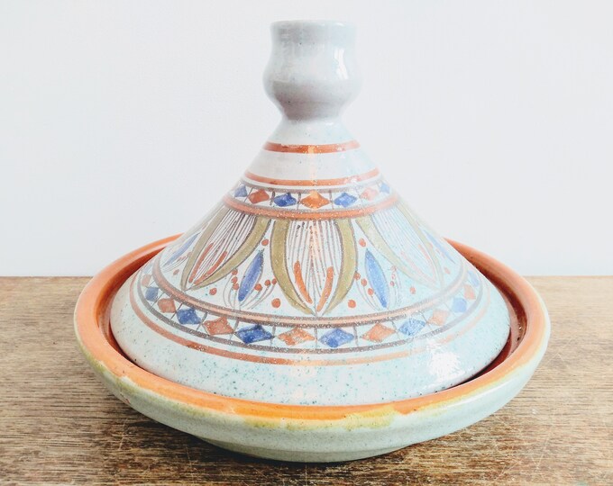 Vintage Moroccan Tunisian Couscous Blue Grey Large Dish Bowl Pottery ...