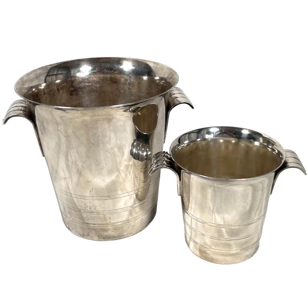 Vintage French Scallop Handle Champagne Wine Cooler & Ice Bucket Silver ...