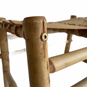 Vintage Vietnamese Bench Stool Bamboo Pole Wood Wooden Pole Seat Prop ...