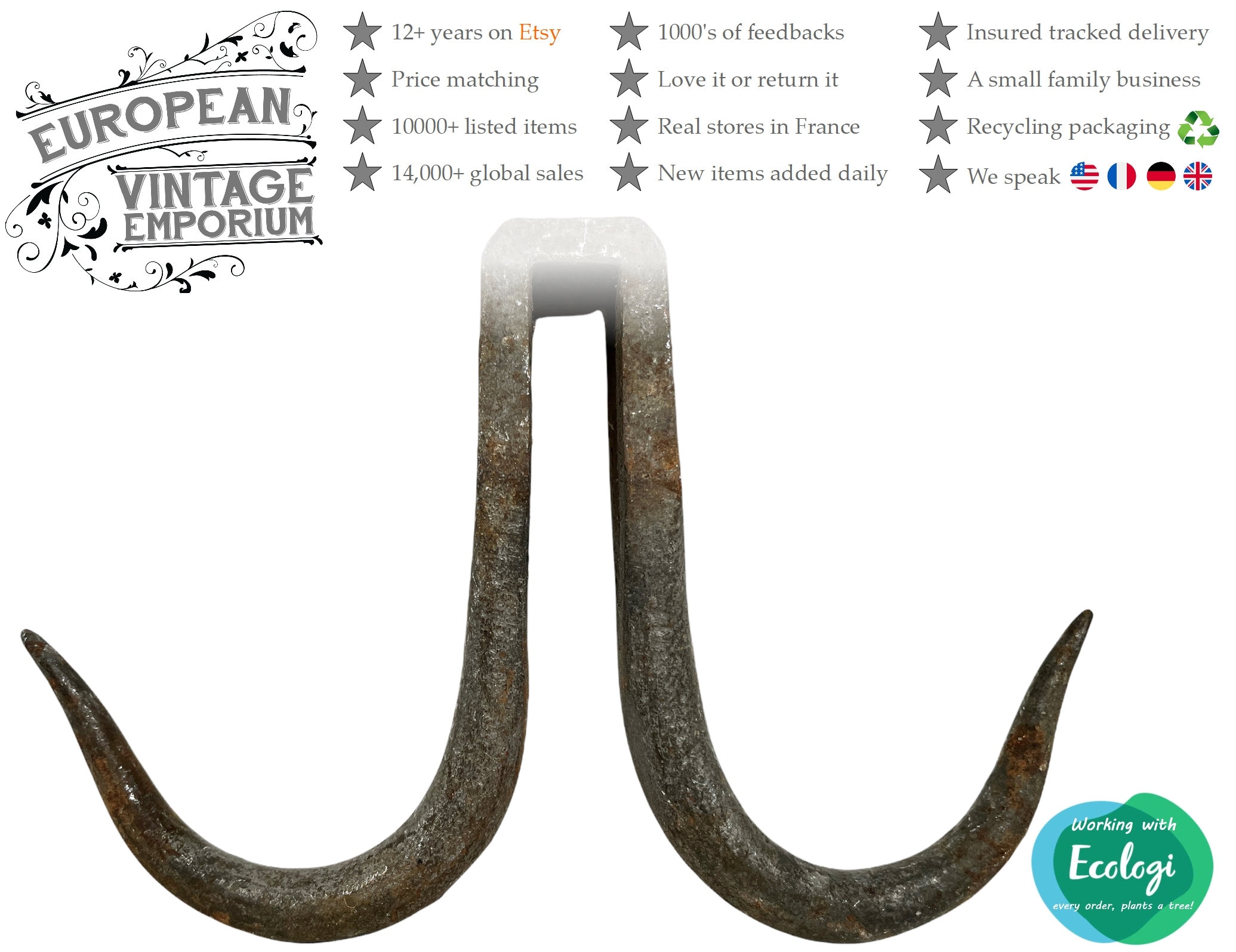 Vintage French Rail Hanging Butcher Meat Kitchen Hanging Hook | Etsy