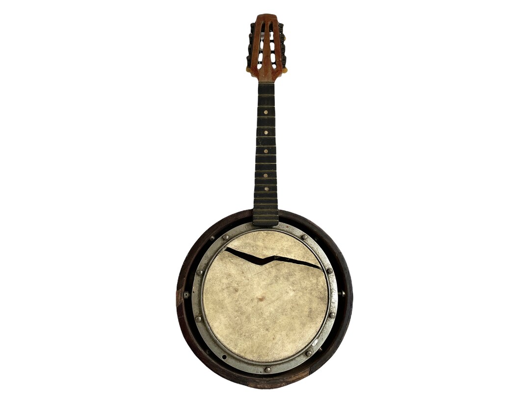 Vintage French Decorative Banjo Guitar Percussion Musical Instrument ...