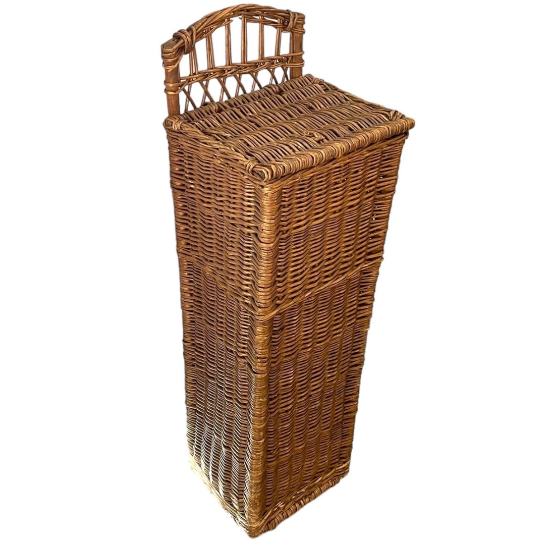 Vintage French Baguette Bread Basket Woven Wicker Wood Storage Display ...