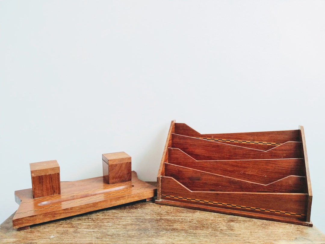 Vintage French Desktop File Wooden Organizer Desk Tidy Document ...