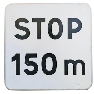 Vintage French Large White Black Stop 150m Metre Metal Roadsign Road ...