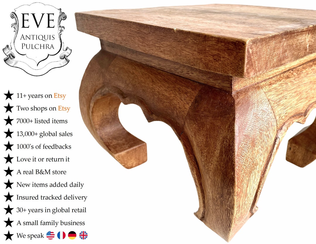 Stool Vintage Thai Small Table Heavy Stand Plinth Wooden Wood - Etsy