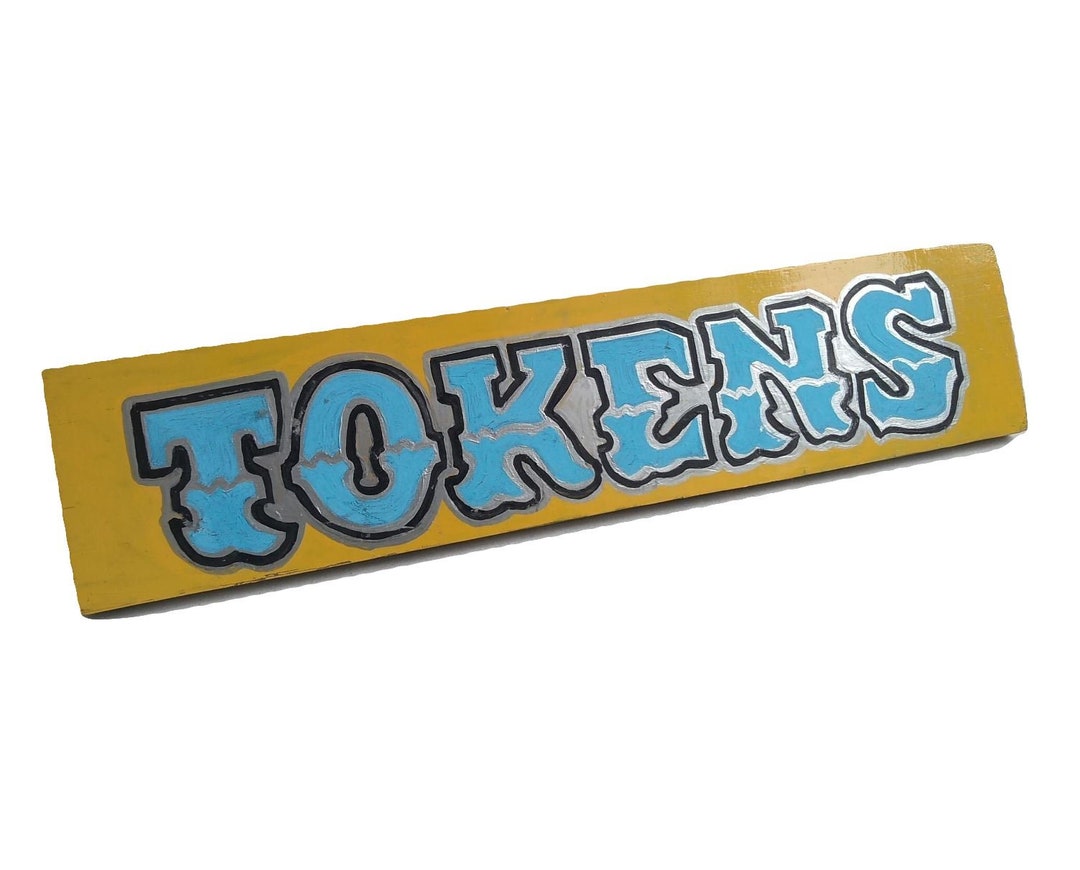 Vintage English Tokens Wooden Hand Painted Shop Sign Display ...