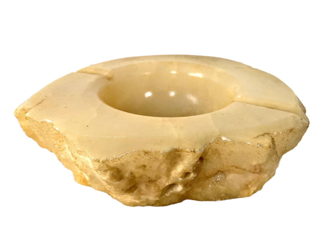 Vintage Italian Alabaster Marble Stone Square Ashtray Dish Pot Smoking ...