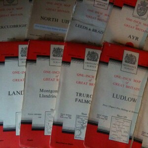Vintage UK Ordnance Survey Maps 1950-1960s X 22 / Job Lot / Hiking ...
