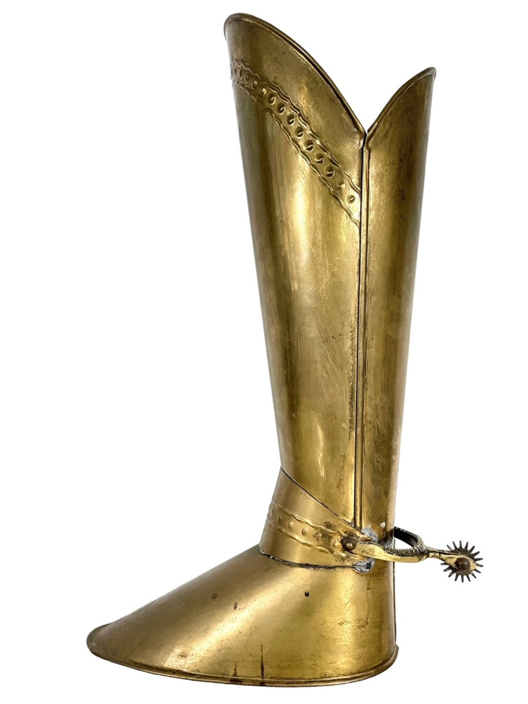 Vintage French Brass Armour Boot With Spur Metal Umbrella Walking Stick ...