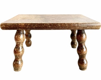 Vintage French Wonky Stool Table Wooden Wood Chair Seat Side Stand ...