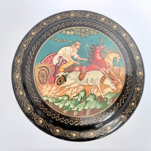 Vintage Greek Enamel Wooden Small Lidded Pill Box Case Jewellery ...