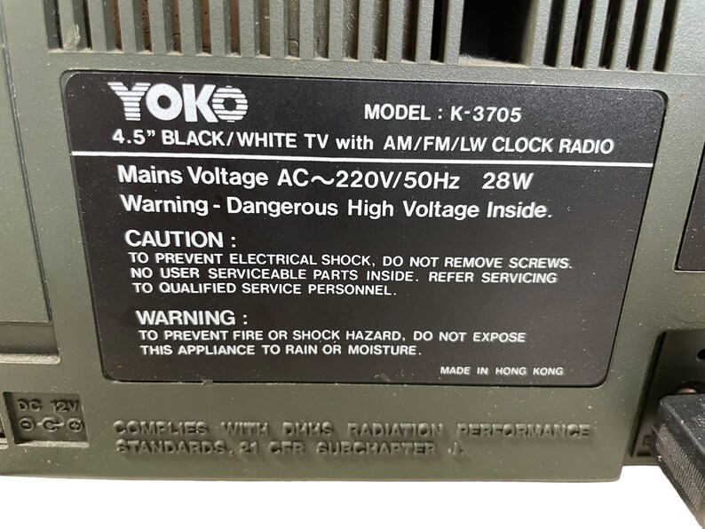 Vintage Hong Kong Yoko Black and White Portable Television TV Radio ...